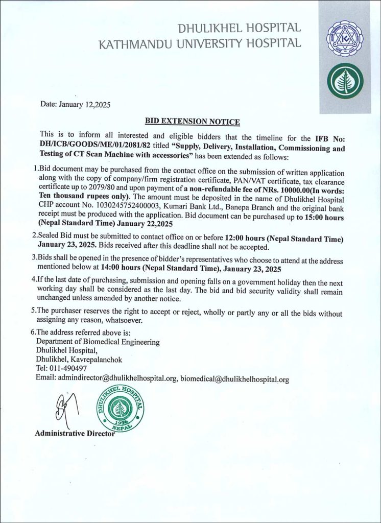 Bid Extension Notice: Supply, Delivery, Installation, Commissioning and ...